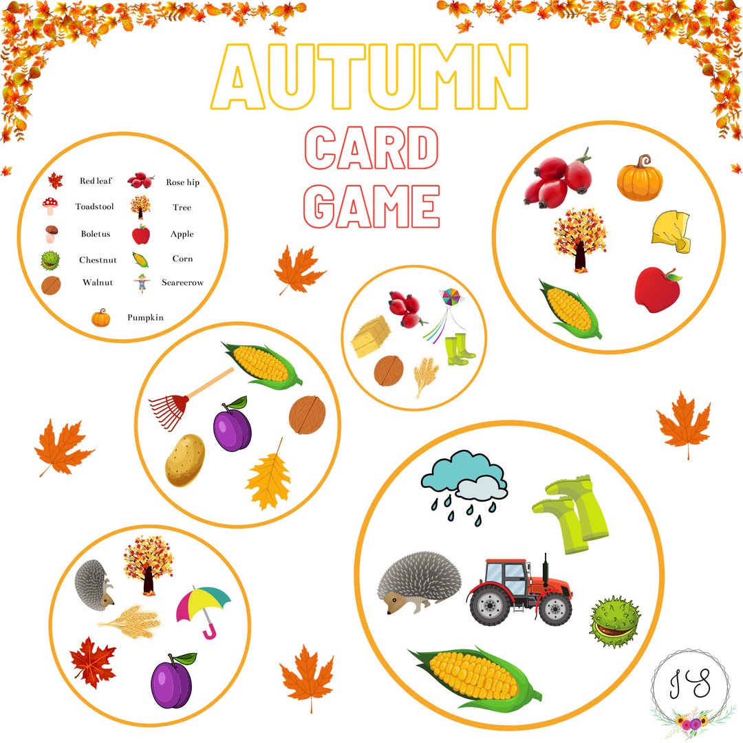 Autumn - Dobble/spot It Style Game (printable), Game Based on Spot It ...