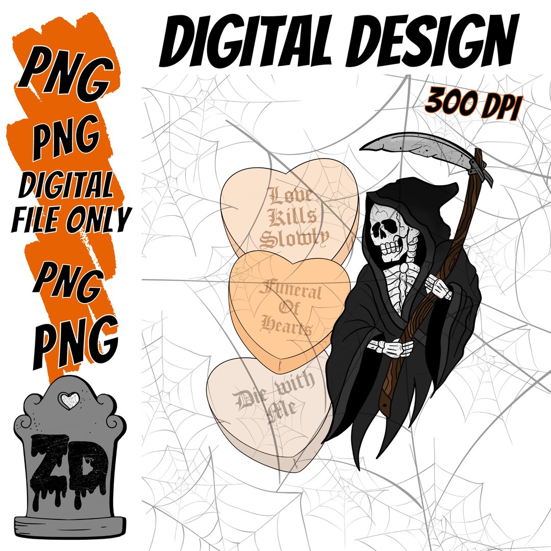 Grim Reaper Horror Valentines Day Digital Download PNG - Etsy