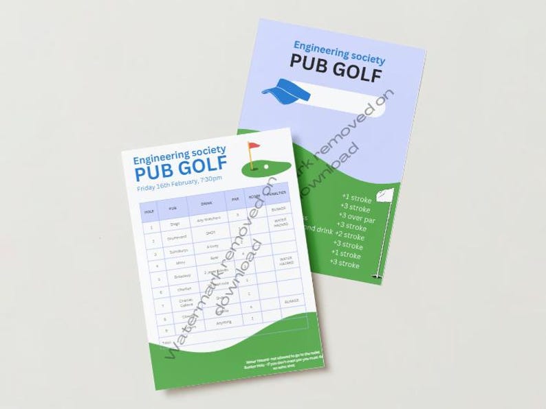Pub Golf Printable Canva Template Digital Download Fun Drinking Game ...