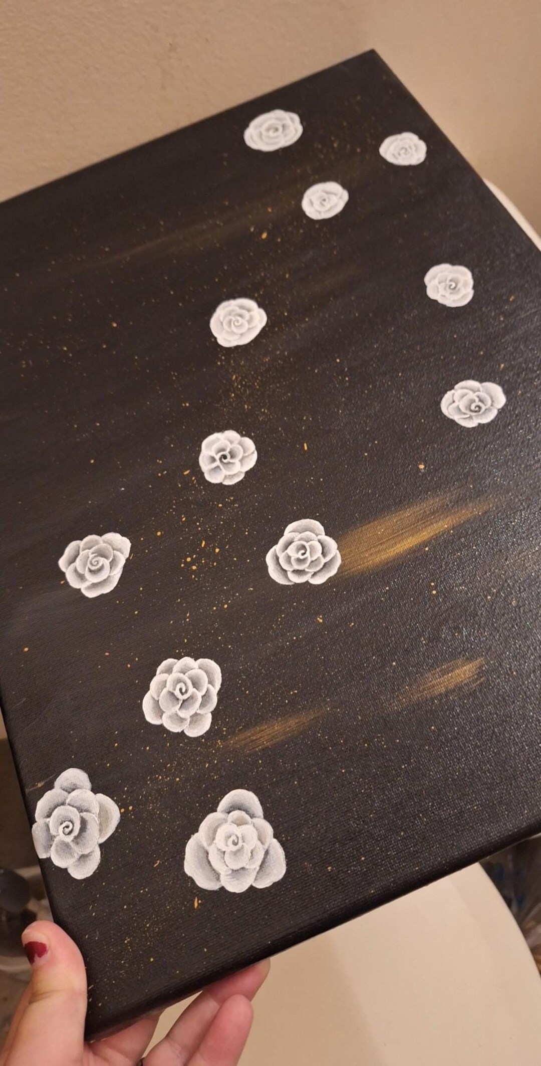 Hand Painted White Roses - Etsy