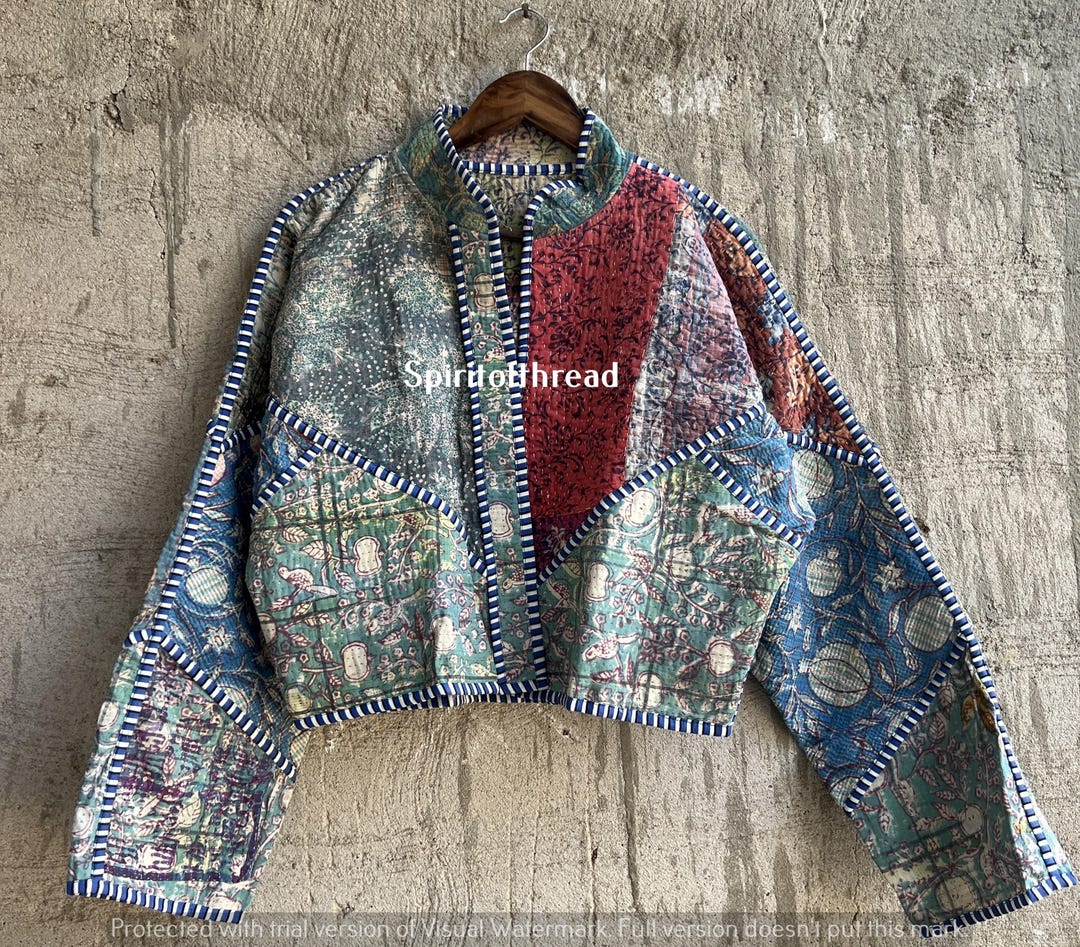 Patchwork Cotton Vintage Jacket: Indian Handmade Reversible Jacket # 31 ...