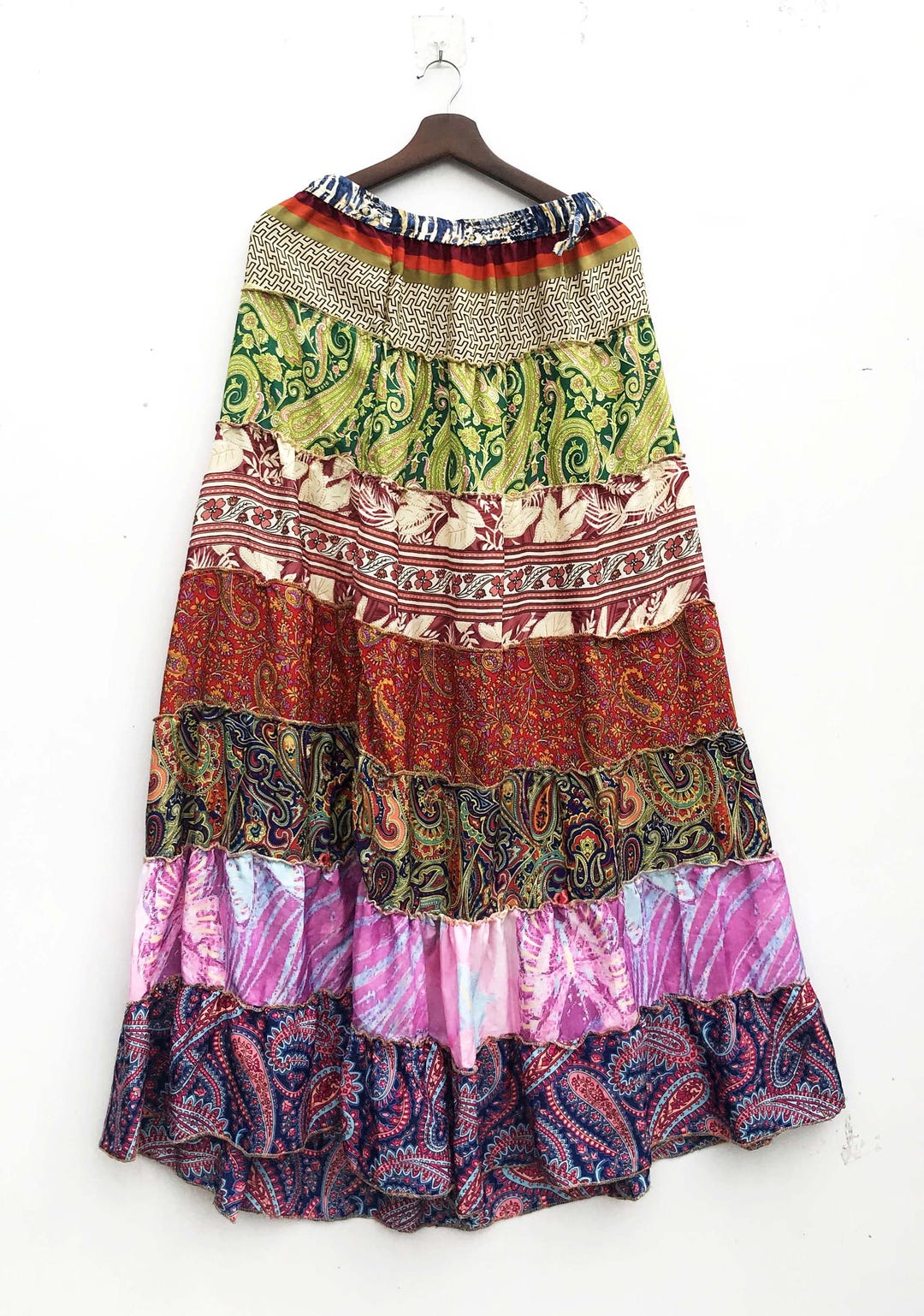 Silk Indian Patchwork Skirt: Long Summer Wear Skirt # 55 - Etsy