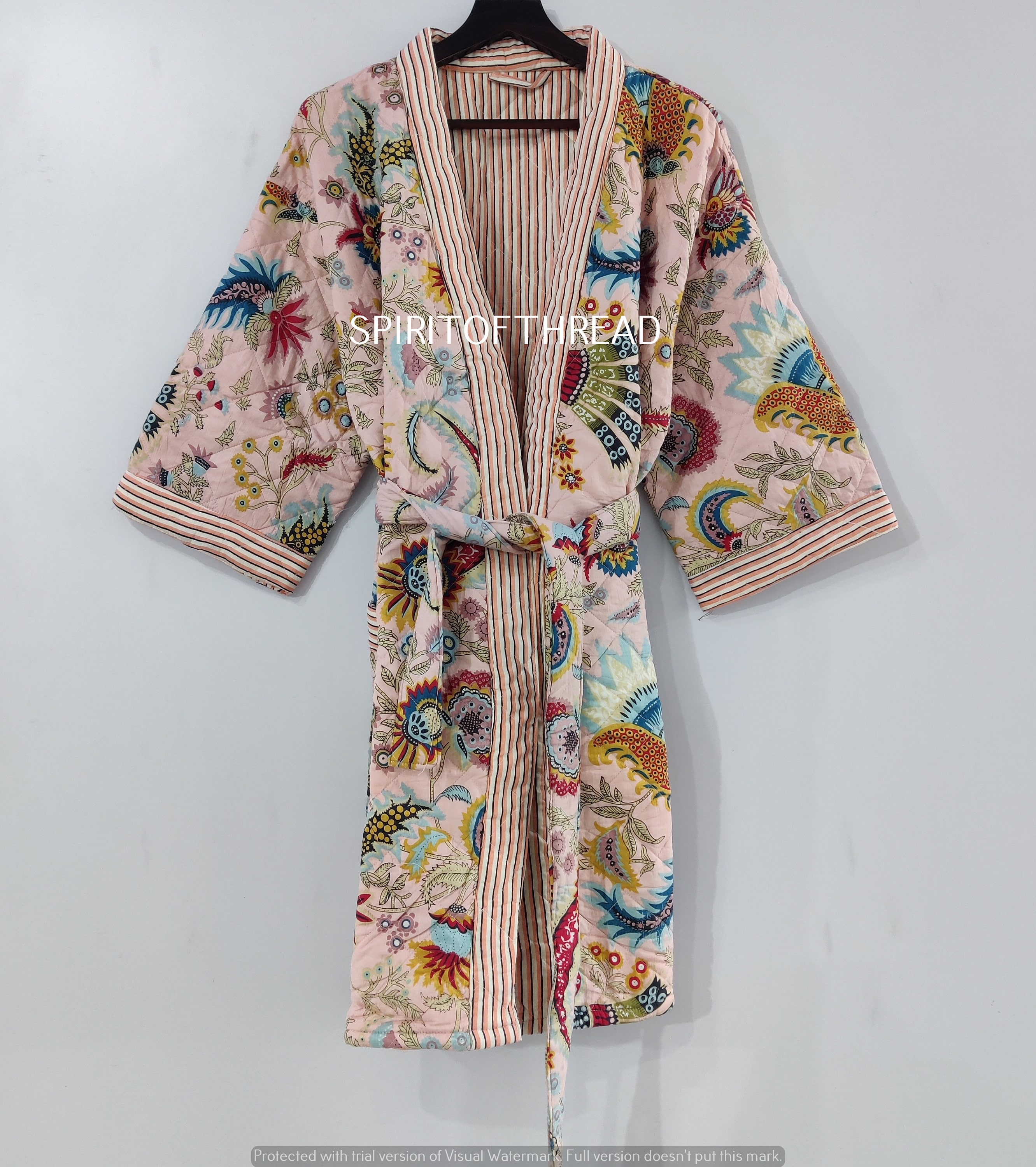 Buy Cotton Quilted Robe, Quilted Kimono, Robes , Traditional Kimono ...