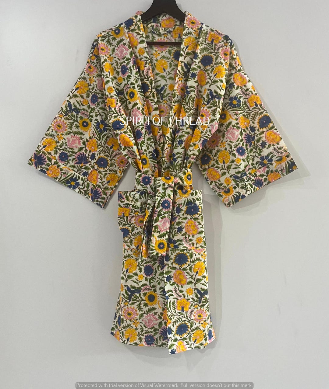 Cotton Kimono Robe Dressing Gown: Block Printed Bridesmaid Robe - Etsy