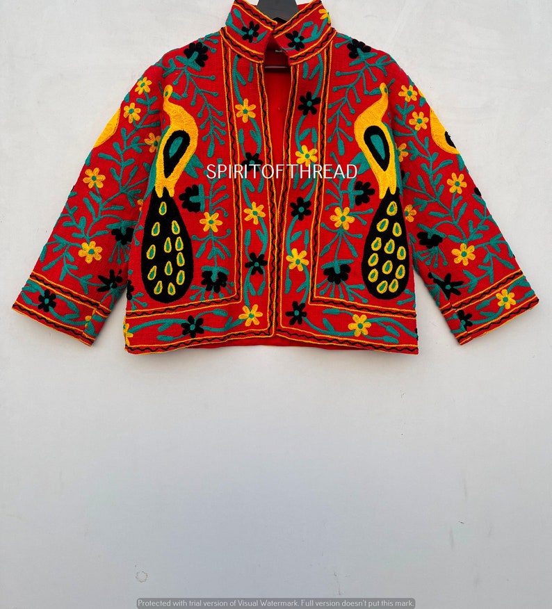 New Trending Red Handmade Suzani Embroidery Tnt Jacket Women's Clothing ...