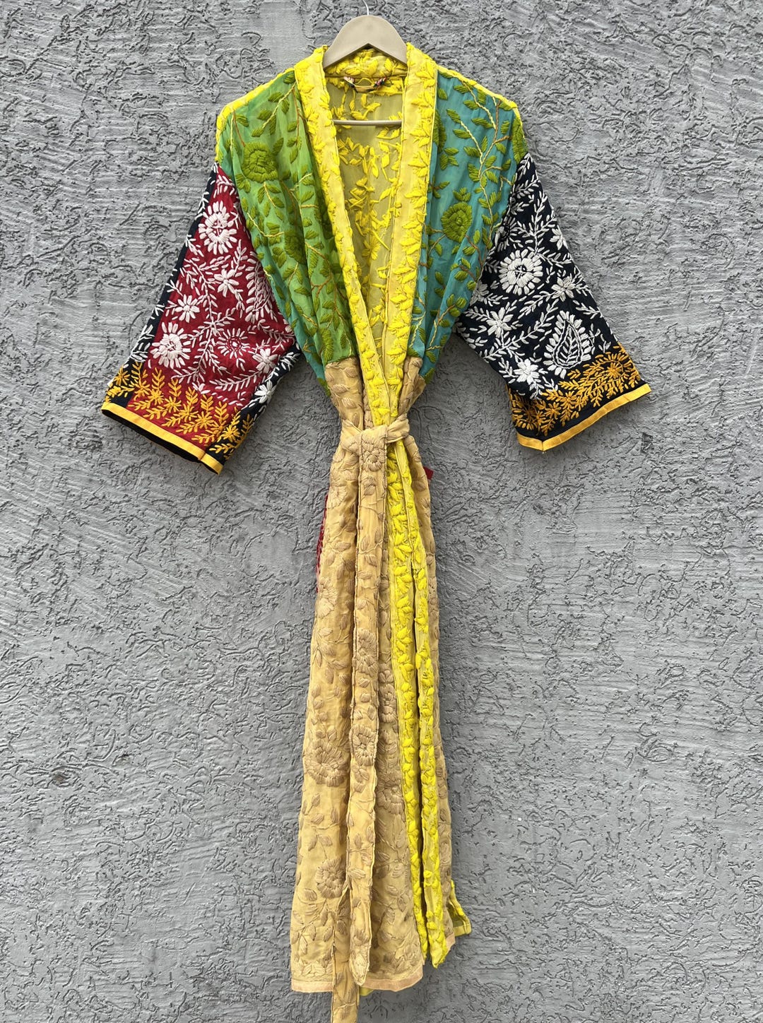 Wedding Wear Kimono Robe, Embroidery Kimono Robe, Phulkari Kimono Robe ...