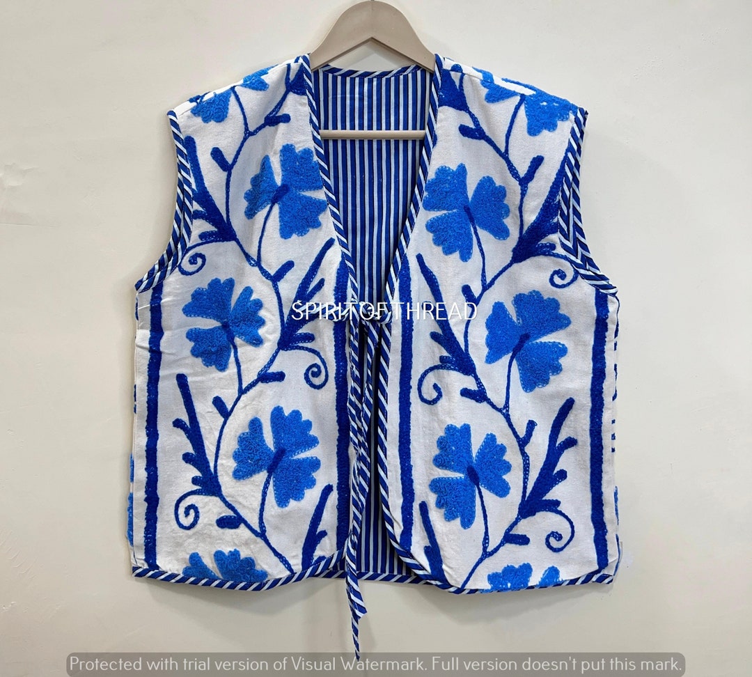 Women Waistcoat Jacket Sujani Jacket Bohemian Jacket Traditional Jacket Indian Women Jacket ...