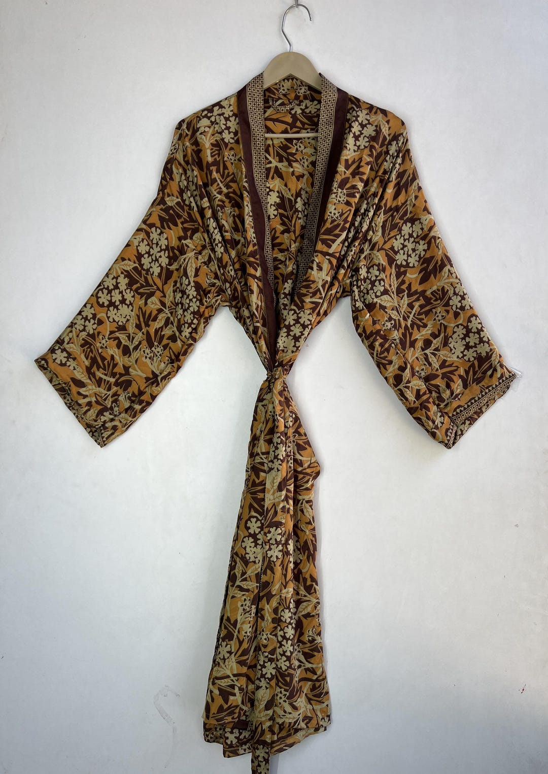 Fabulous Silk Robe, Indian Silk Robe, Floral Robe, Vintage Silk Robe ...