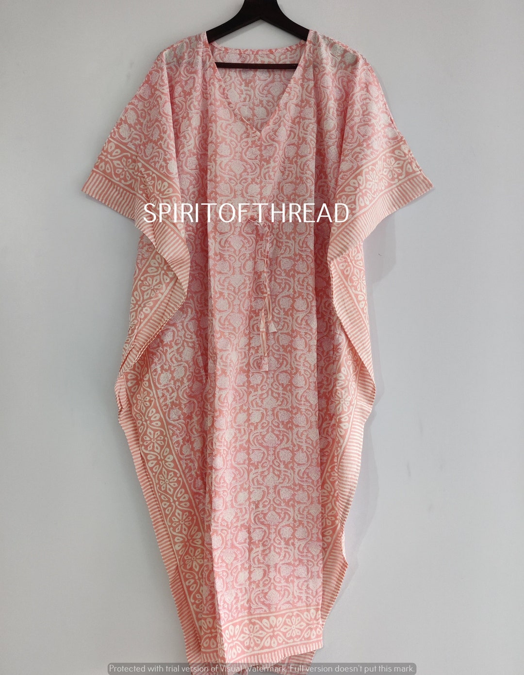 Pink Caftan Dress, Free Size Caftan, Pure Cotton Caftan, Kaftan Maxi ...