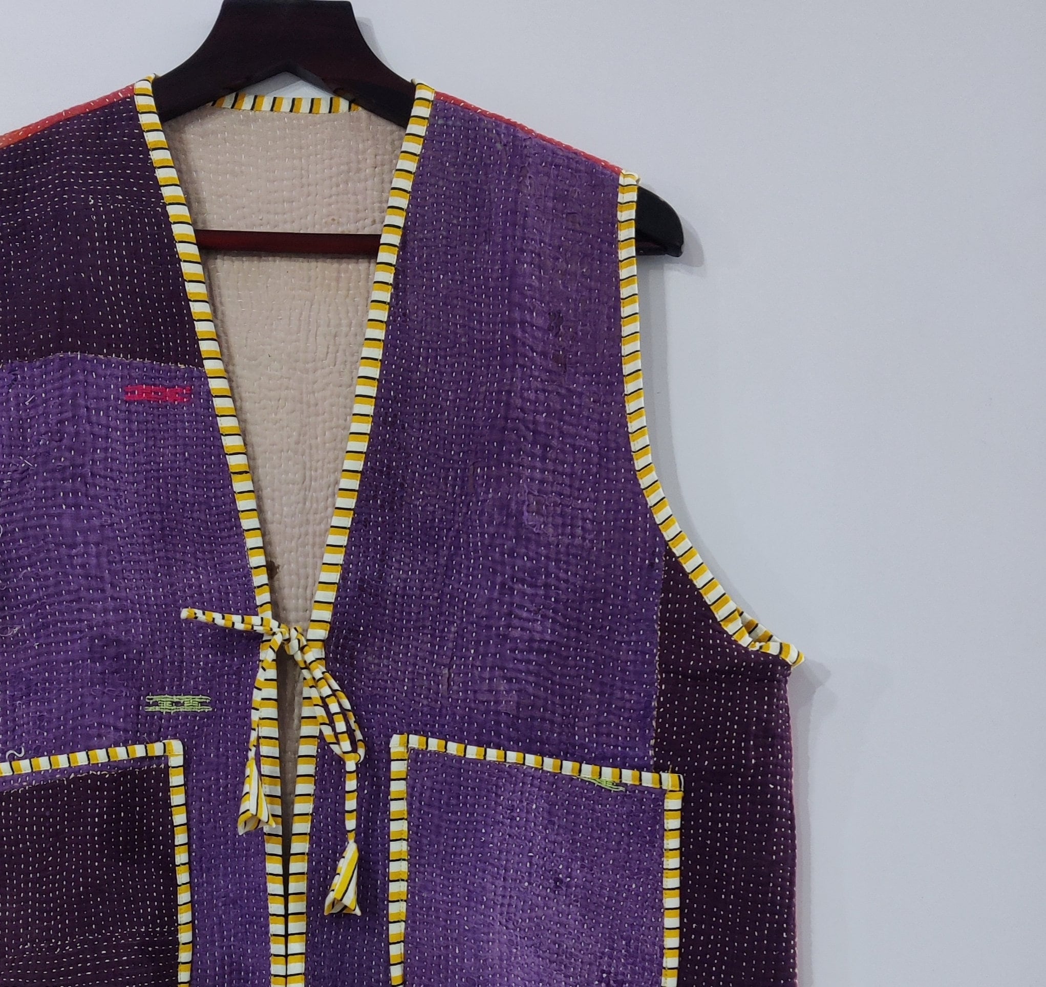 Front Open Vest/ Winter Jacket/ Floral Coat/ Indian Vintage Kantha Vest ...