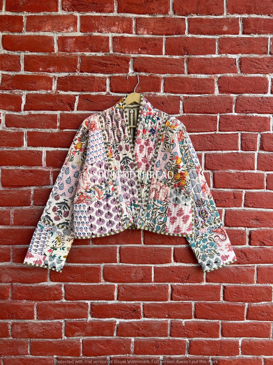 Multi White Color Hand Stitched Patchwork Jacket, Indian Handmade ...