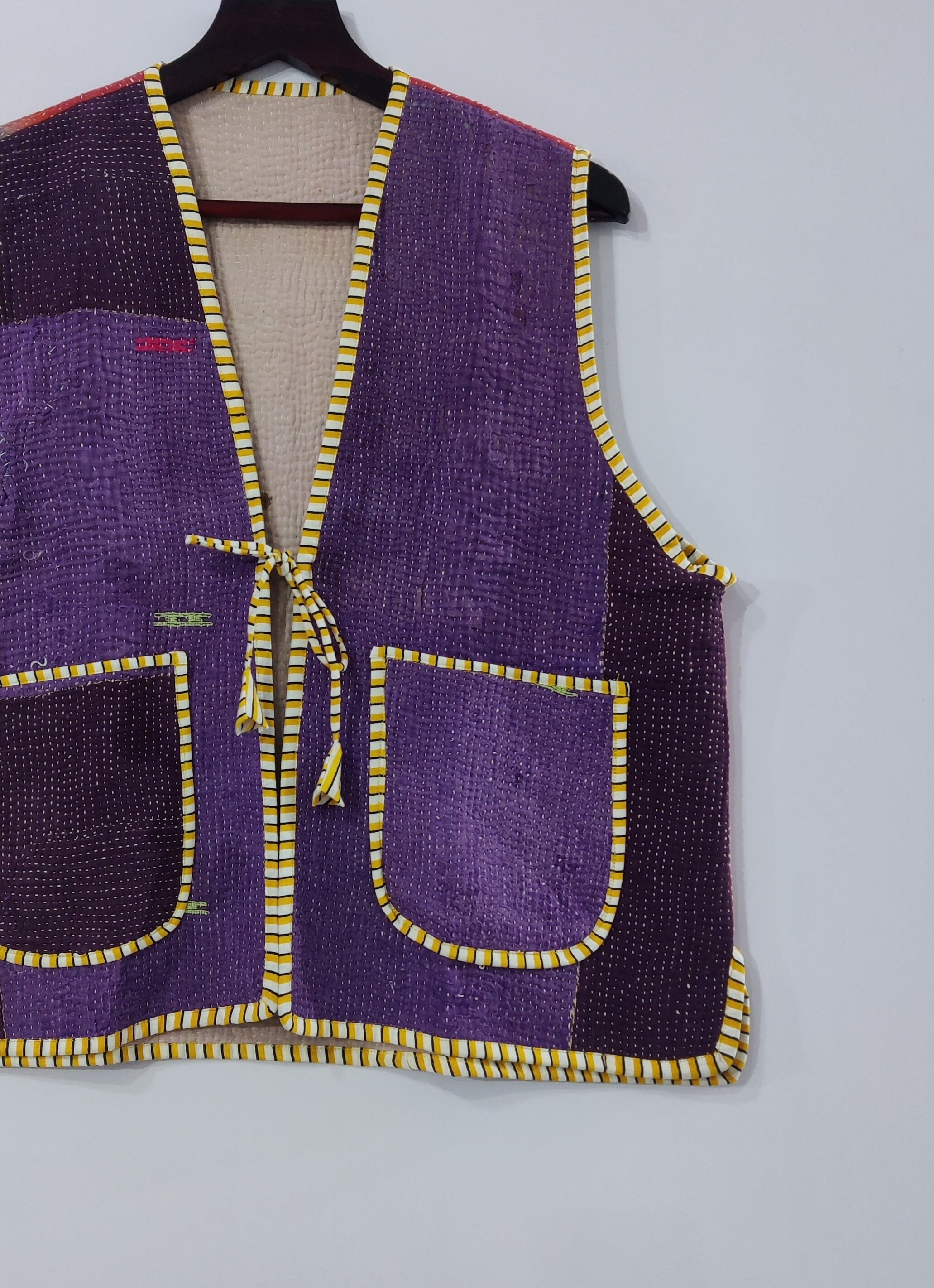 Front Open Vest/ Winter Jacket/ Floral Coat/ Indian Vintage Kantha Vest ...