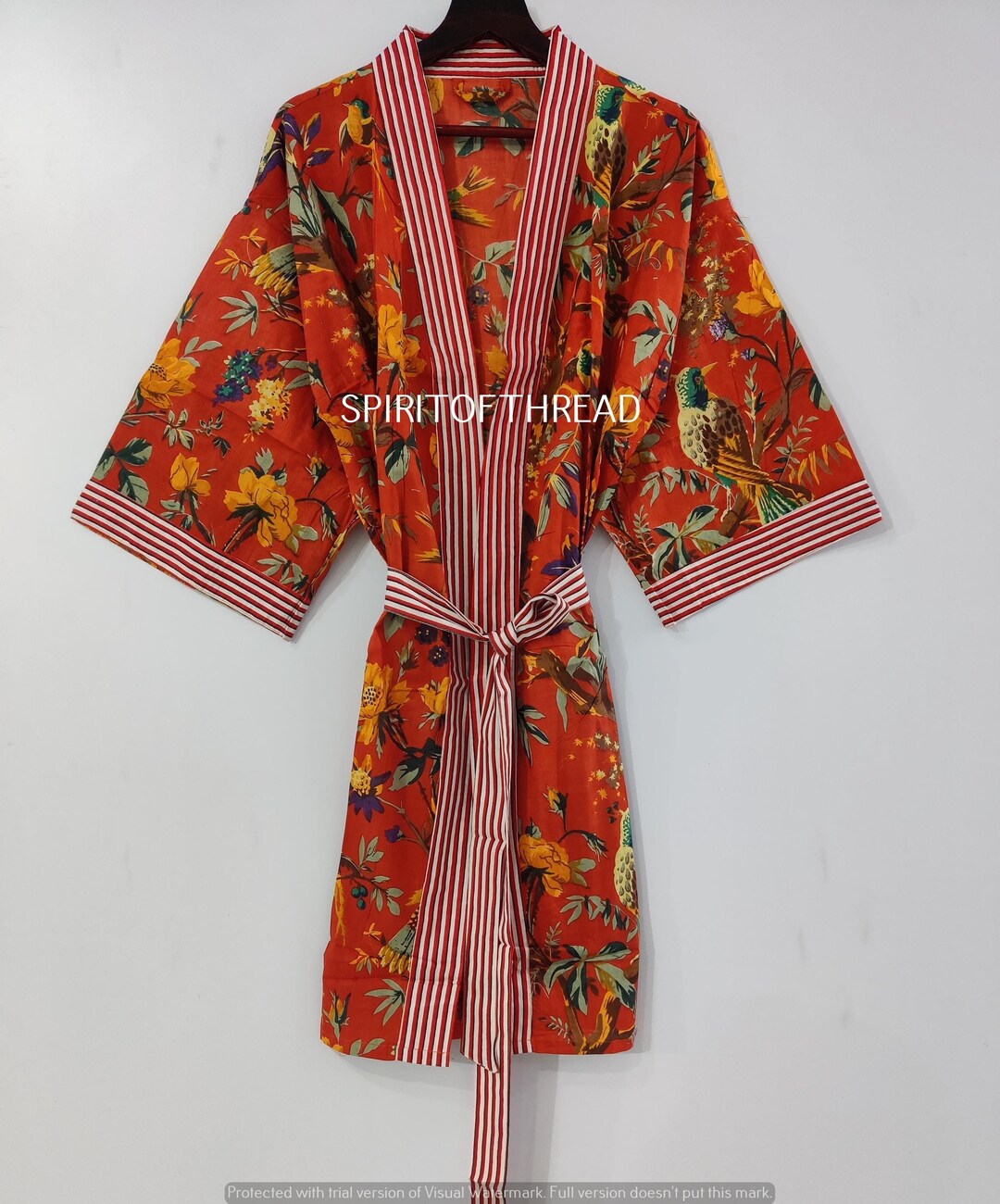 Popuar Now, Hand Block Print Kimono, Indian Cotton Robe, Women's ...