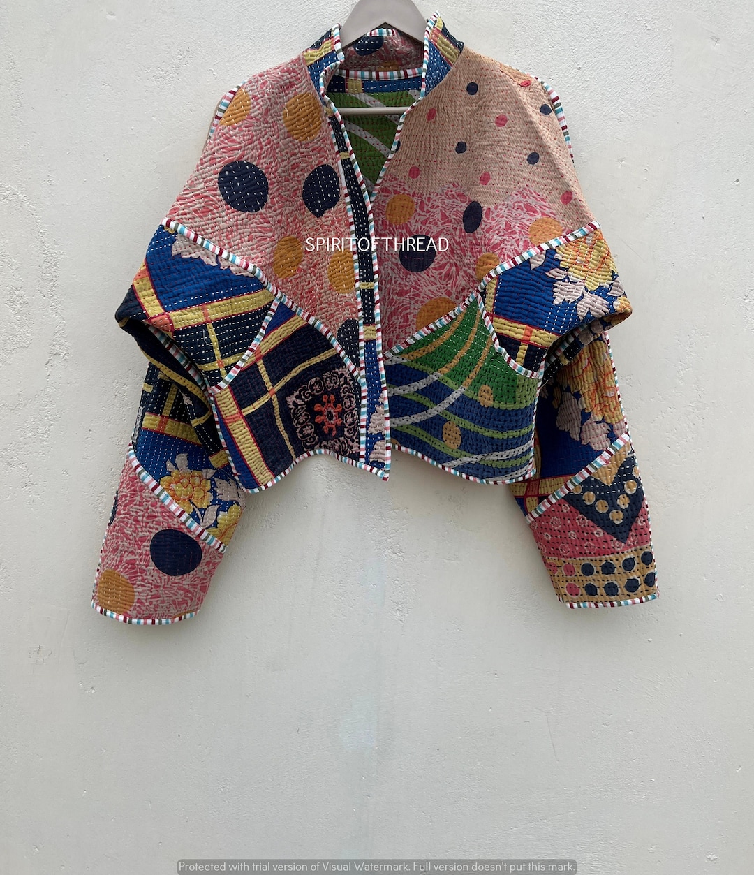 Patchwork Kantha Quilted Jacket, Reversible Kantha Jacket, Vintage ...