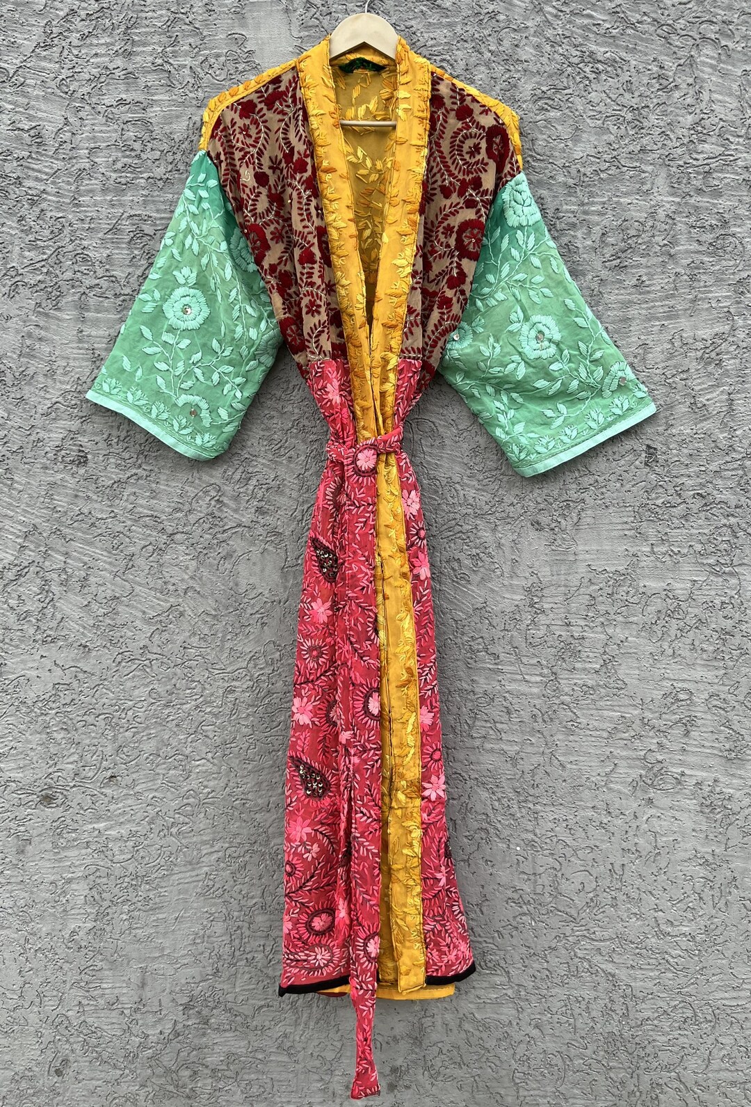 Trending Kimono, Hand Work Embroidery Kimono, Thread Work Kimono ...