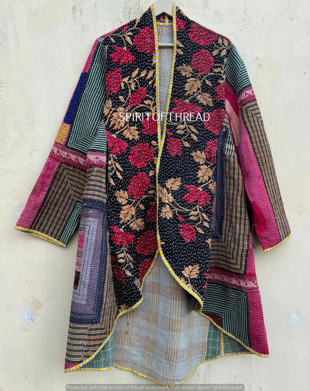 Boho Kantha Jacket, Jacket, Fine Kantha Coat, Jackets, Vintage Kantha ...