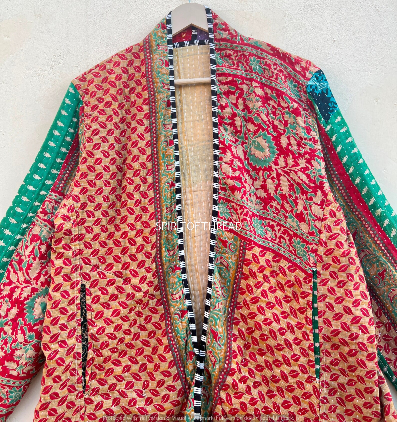 Kantha Reversible Long Length Boho Style Front Open Jacket. Vintage ...