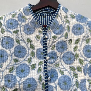 Block Print Quilted Cotton Jacket: Bohemian Floral Reversible Coat - Etsy