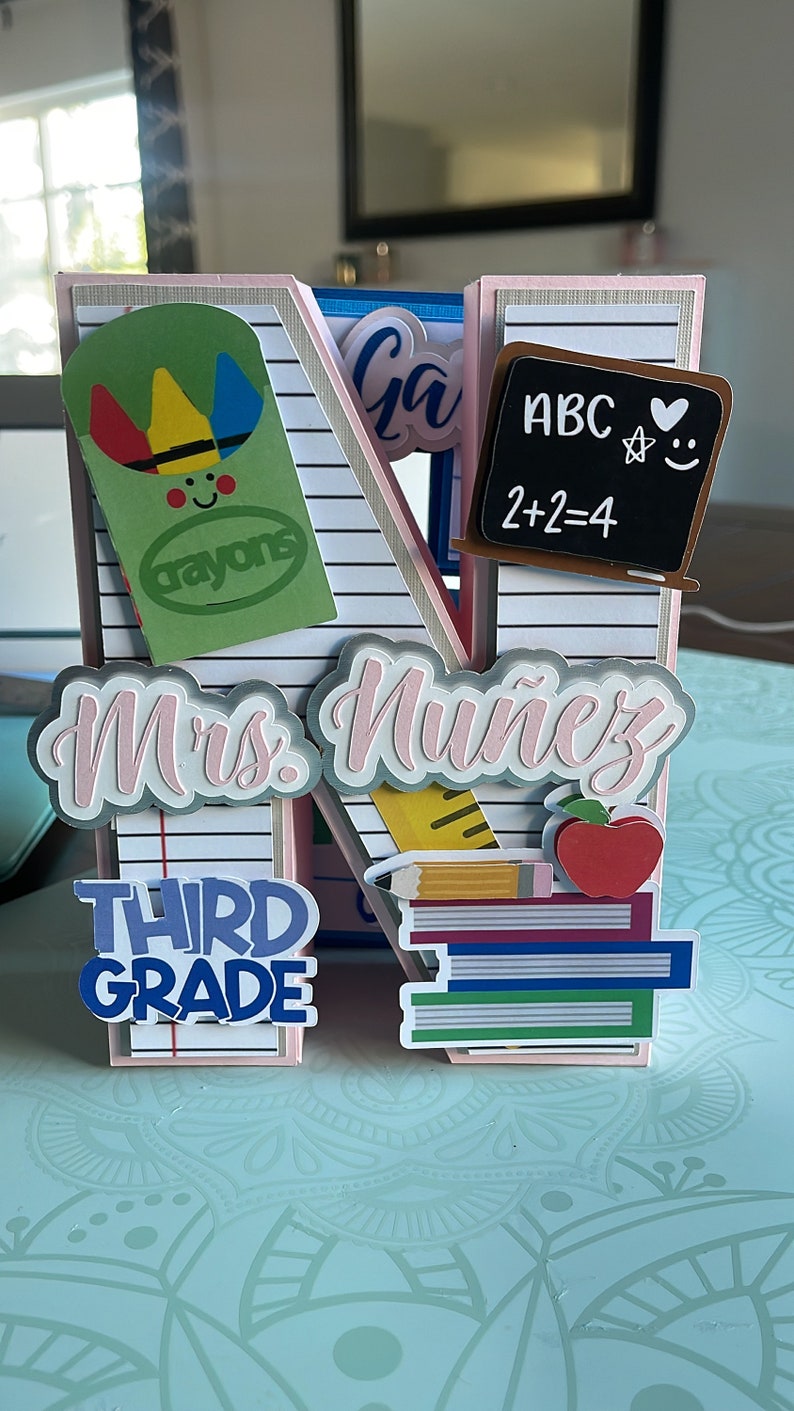 Personalized 3D Cardstock Teacher Letter: Classroom Decor, Teacher ...