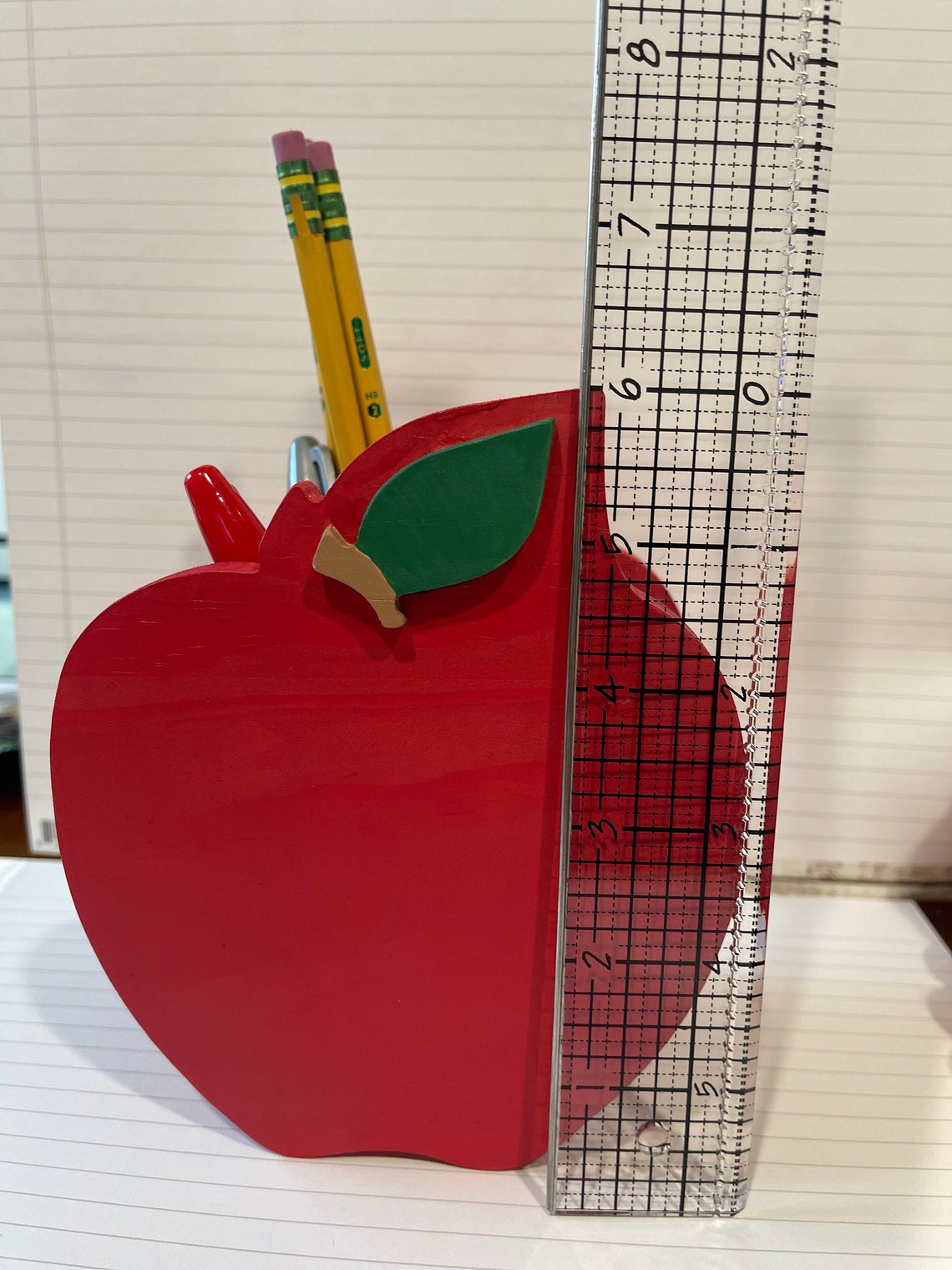 Personalized Teacher Wooden Pencil/apple Holder| Desk/pen Holder ...