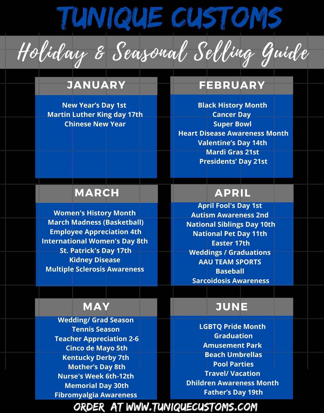 12 Month Holiday/seasonal Selling Guide Template for Editing on Canva ...