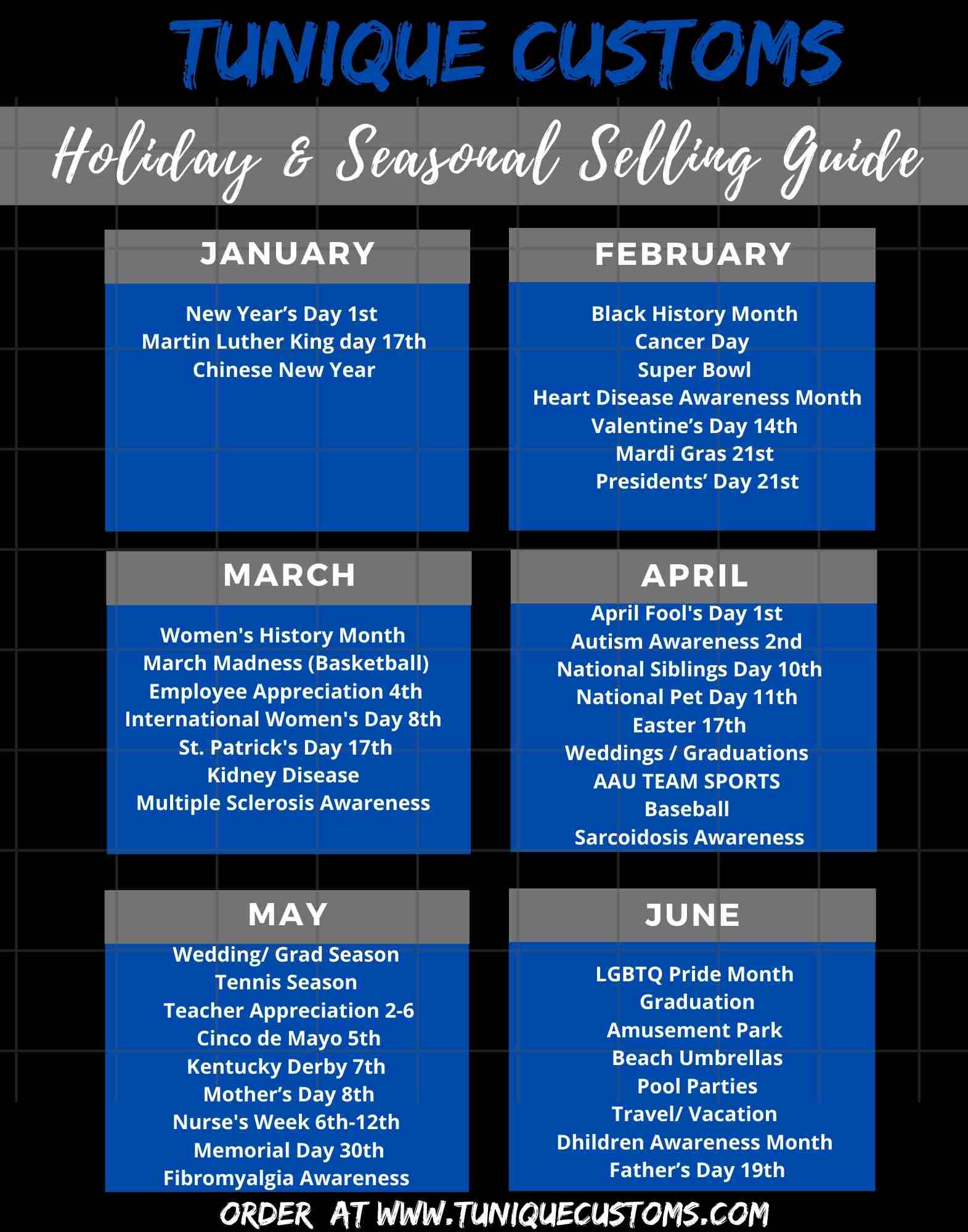 12 Month Holiday/seasonal Selling Guide Template for Editing on Canva ...