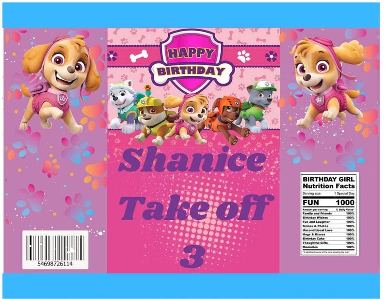 Girl Pawpatrol Digital Template - Etsy