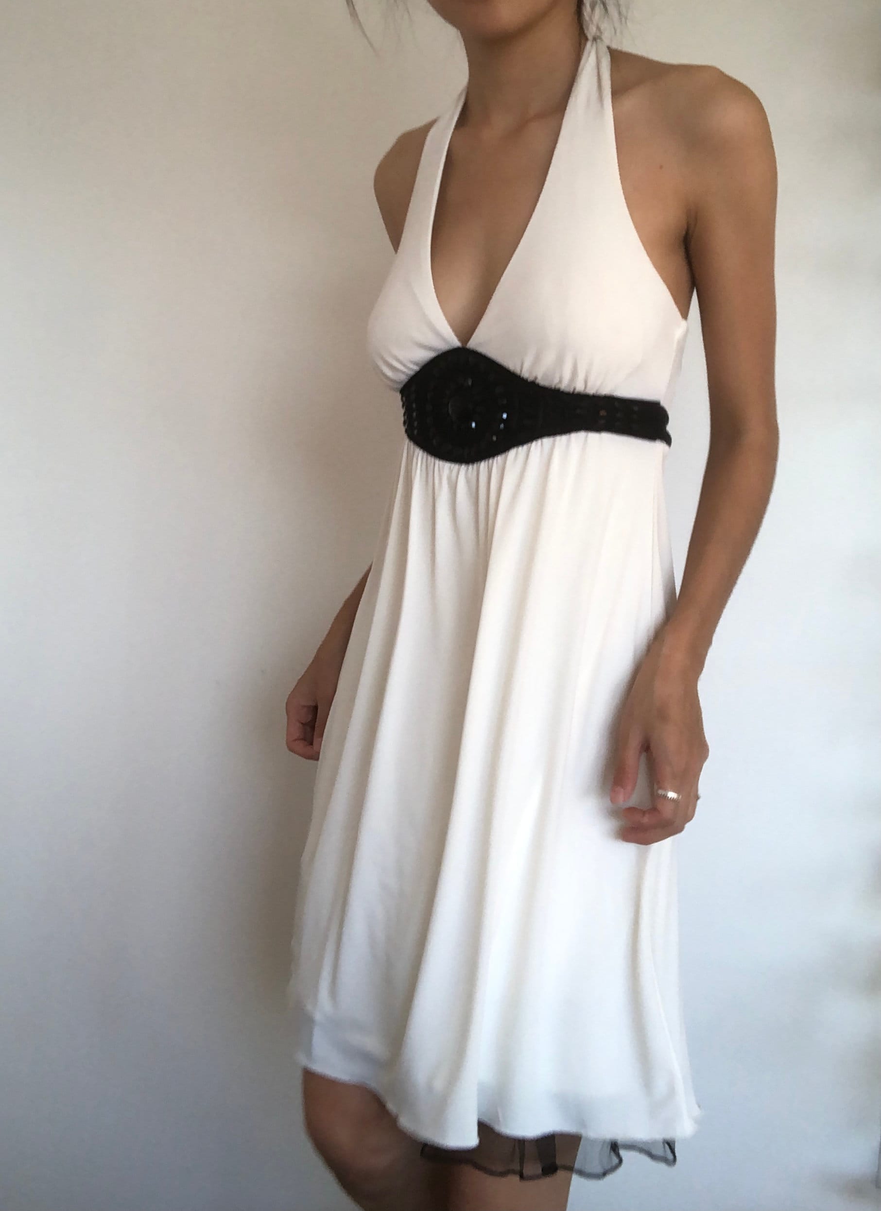Y2k Does 1960s Ivory Cocktail Halter Dress | Size Medium - Etsy
