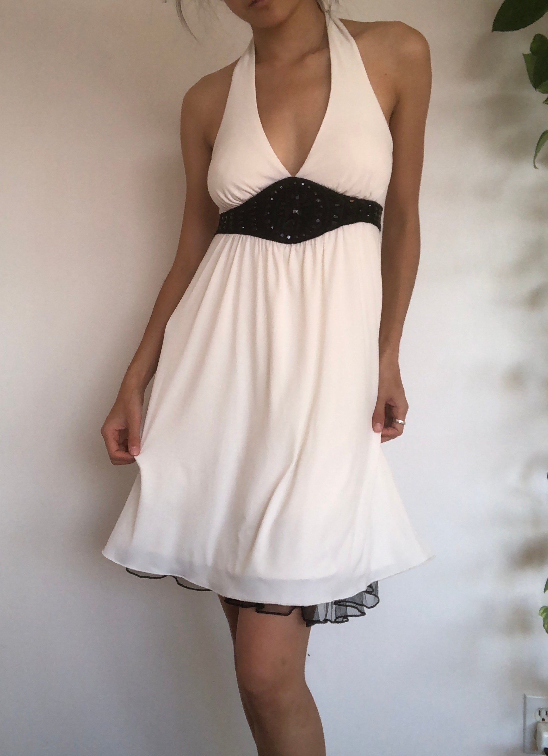Y2k Does 1960s Ivory Cocktail Halter Dress | Size Medium - Etsy