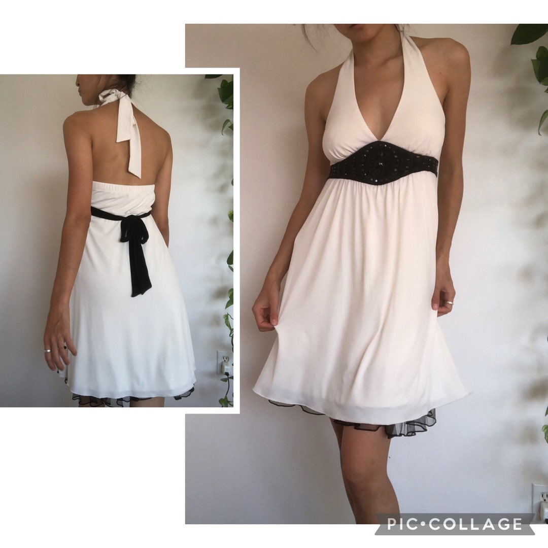 Y2k Does 1960s Ivory Cocktail Halter Dress | Size Medium - Etsy