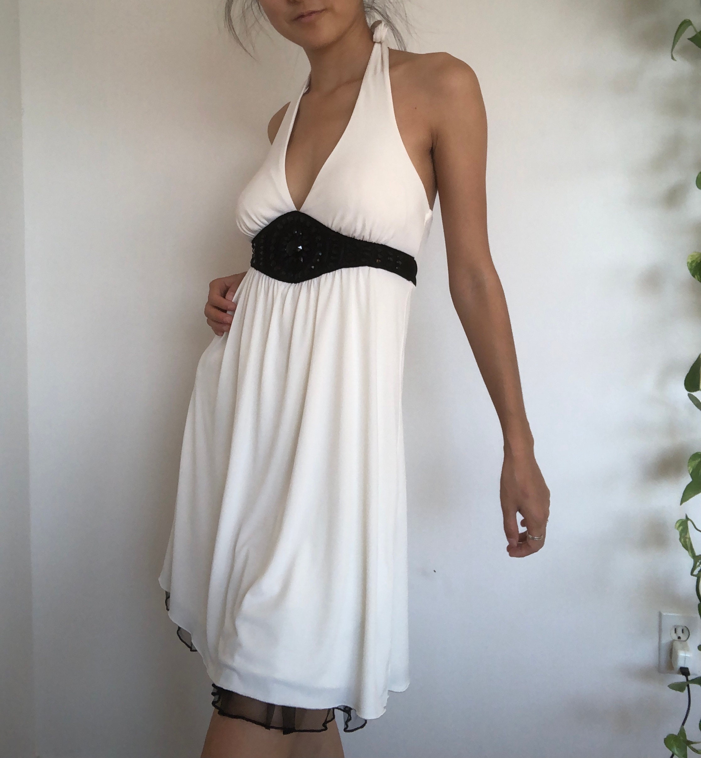 Y2k Does 1960s Ivory Cocktail Halter Dress | Size Medium - Etsy