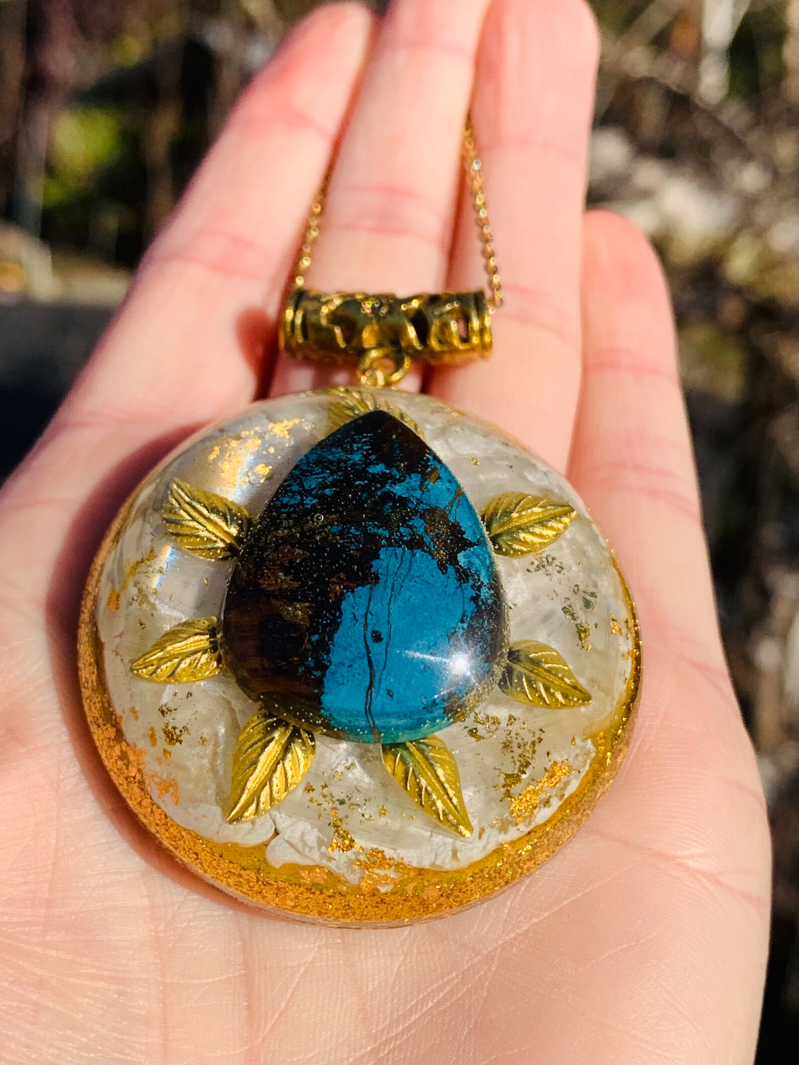 Azurite Divine Goddess Glowing Orgone EMF Protection Pendant, Radiation ...