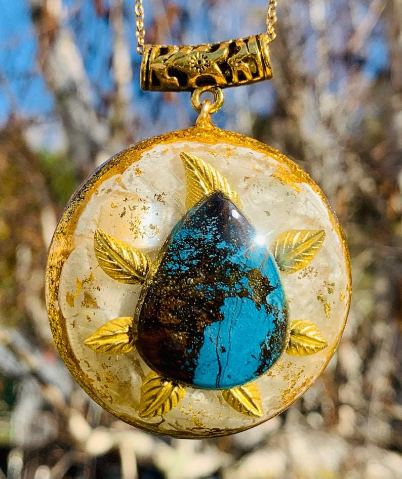 Azurite Divine Goddess Glowing Orgone EMF Protection Pendant, Radiation ...