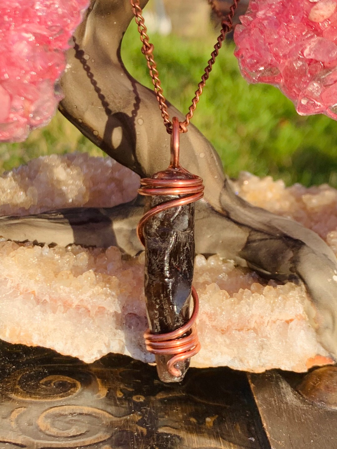 Jemez Obsidian Copper Swirl Wire Wrap, Minimalist Style, Simple, Unisex ...