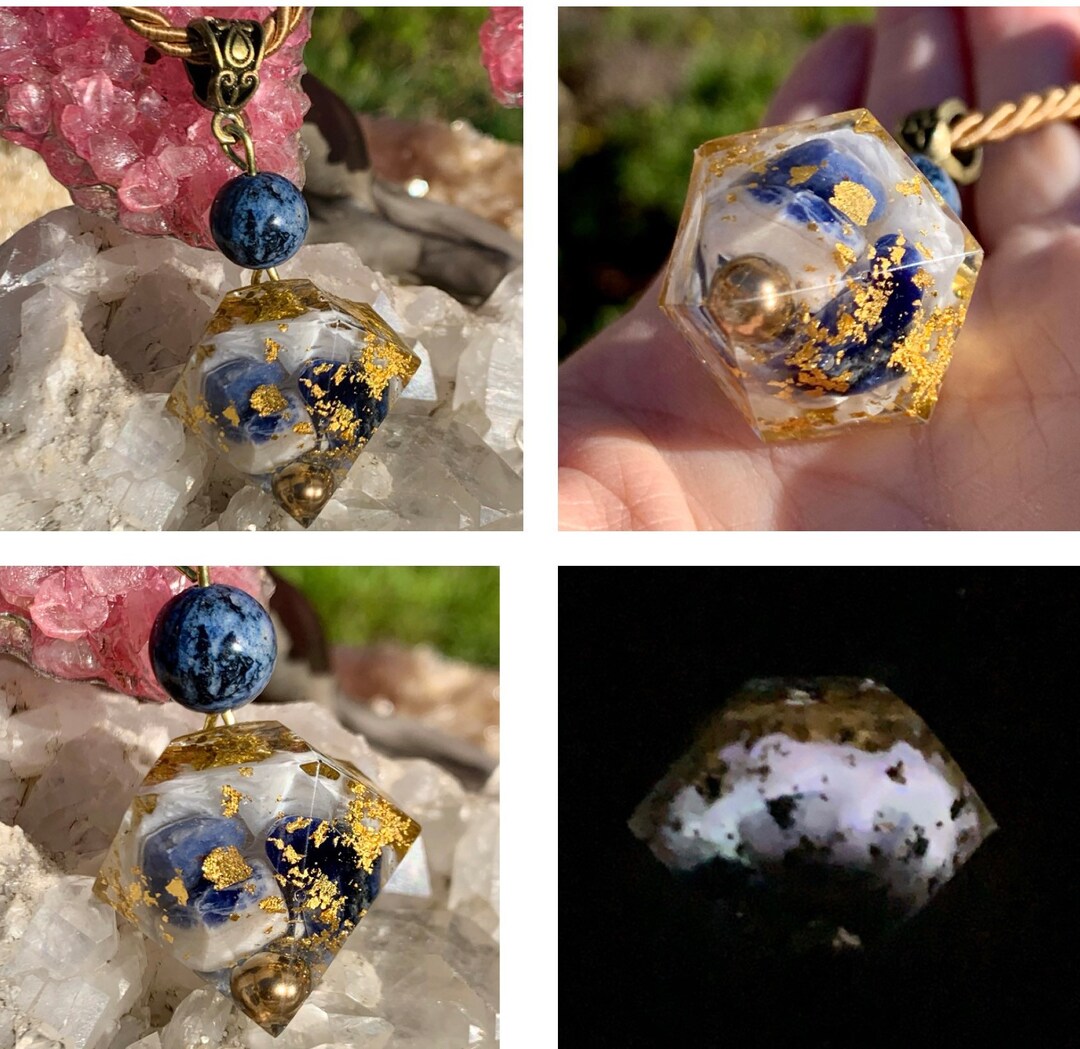 Sodalite Orgone Pendulum Style Glow in the Dark Pendant, Dumortierite ...
