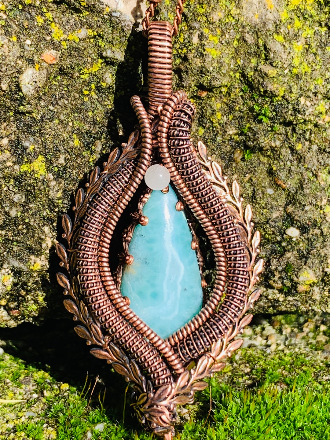 Greek Goddess Larimar Antique Copper Wire Wrap, Lumarian Vibes ...