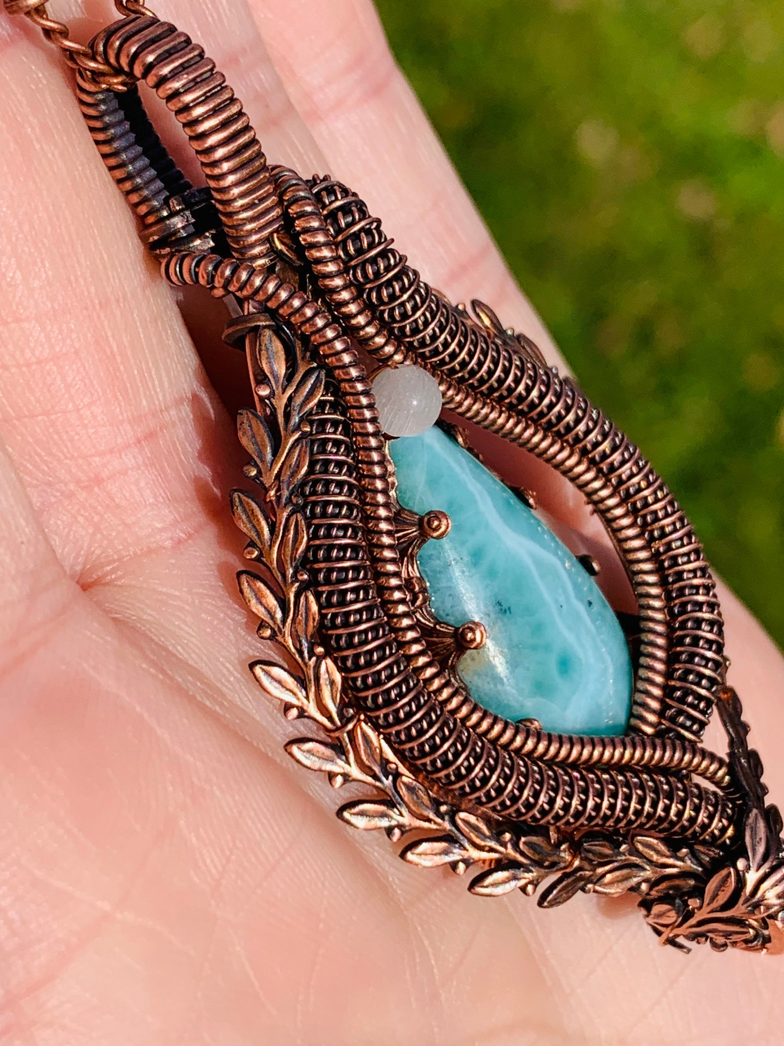 Greek Goddess Larimar Antique Copper Wire Wrap, Lumarian Vibes ...