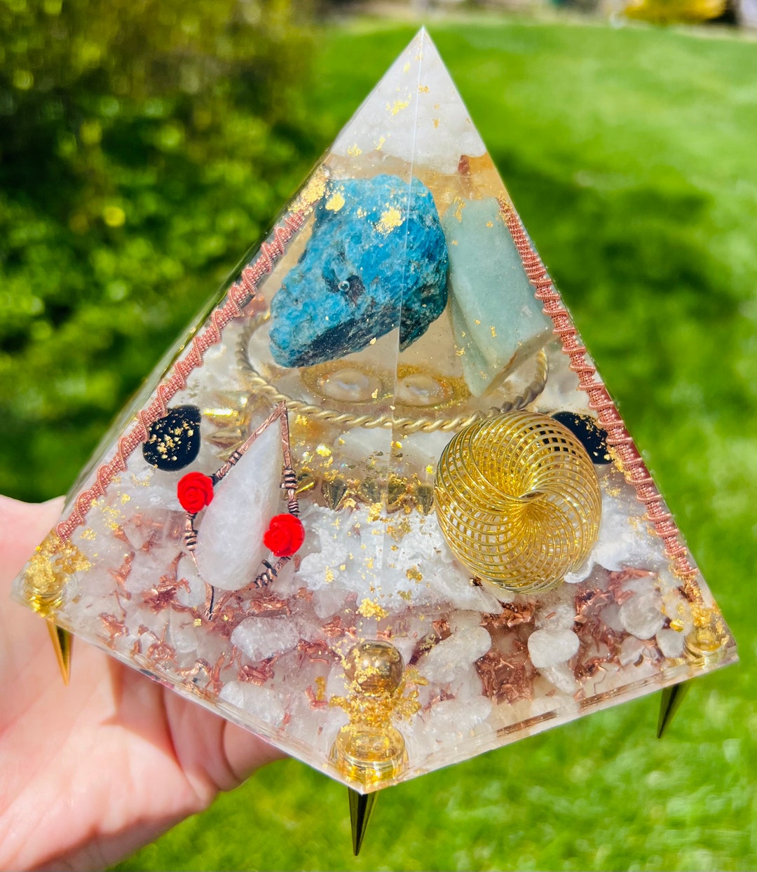 Hexagon Orgone Light up Pyramid, EMF Protection, Tensor Rings, Crystal ...