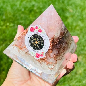 Orgone EMF Protection Pyramid, Clear Quartz, Rose Quartz, Spiritual ...