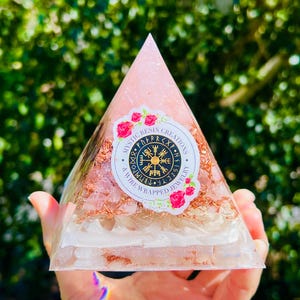 Orgone EMF Protection Pyramid, Clear Quartz, Rose Quartz, Spiritual ...