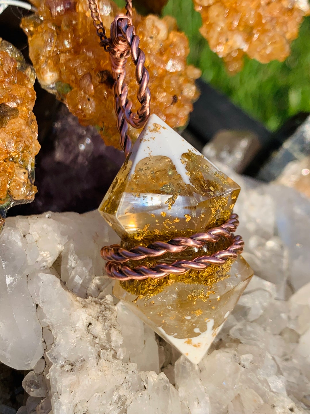 Toroidal Field Orgone Pendant With 24K Gold, Magnets Facing Opposite ...