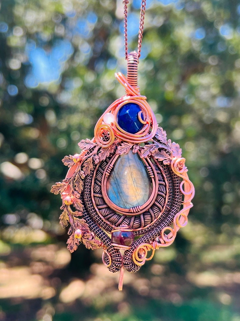 Victorian Goddess Copper Wire Wrap, Labradorite, Lapis Lazuli, Selenite ...