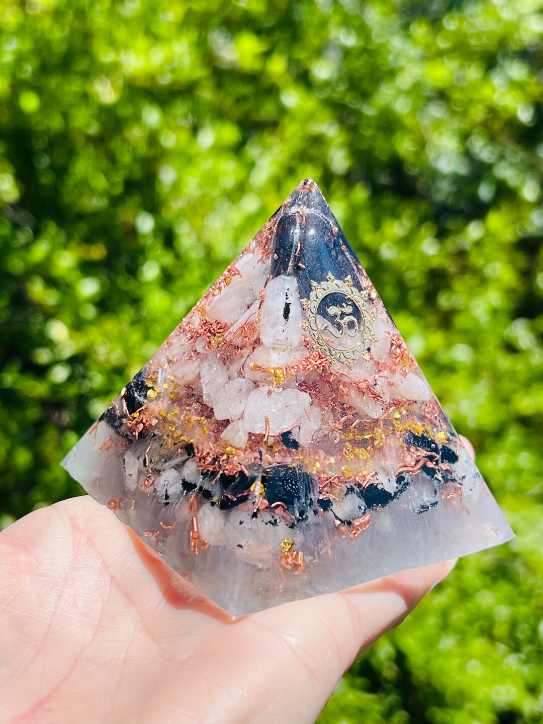 Om Symbol Orgone EMF Protection Pyramid, Sobriety Support, Spiritual ...