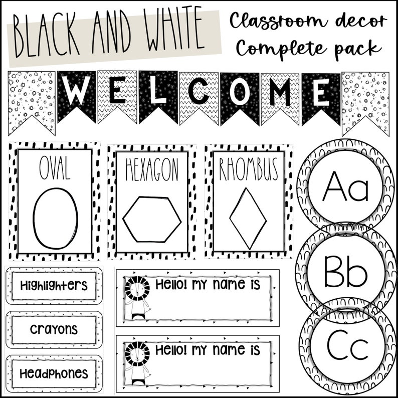 Editable Black and White Classroom Decor Minimalism Classroom - Etsy