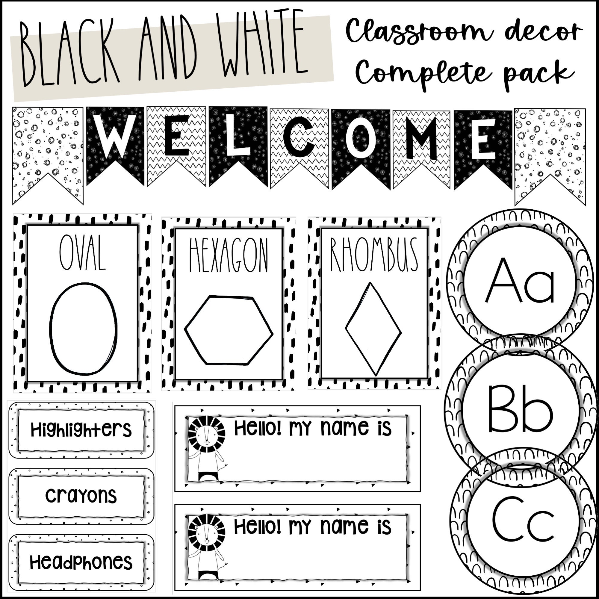 Editable Black and White Classroom Decor Minimalism Classroom - Etsy ...