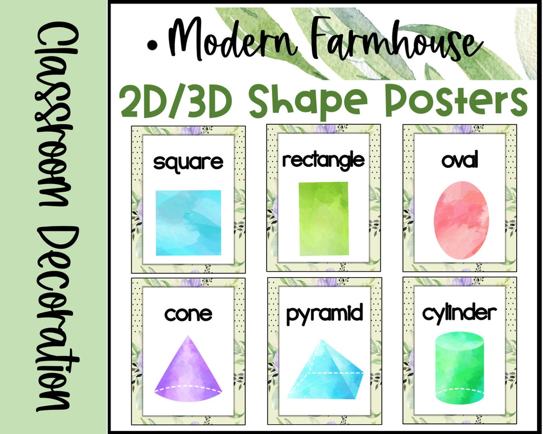 Modern Farmhouse 2D 3D Shape Posters Classroom Decor - Etsy