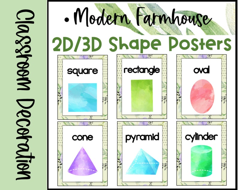 Modern Farmhouse 2D 3D Shape Posters Classroom Decor - Etsy