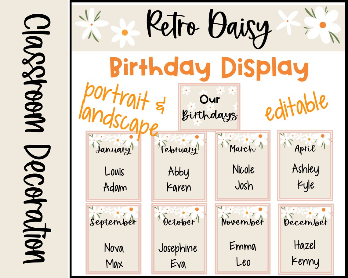 Retro Boho Daisy-themed Birthday Display Calming Classroom - Etsy