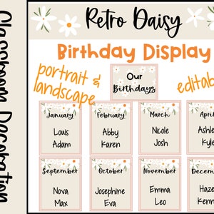 Retro Boho Daisy-themed Birthday Display Calming Classroom Decor ...