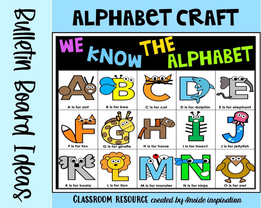 Alphabet Letter Crafts Printables Upper Case Letters A-Z Bulletin Board ...